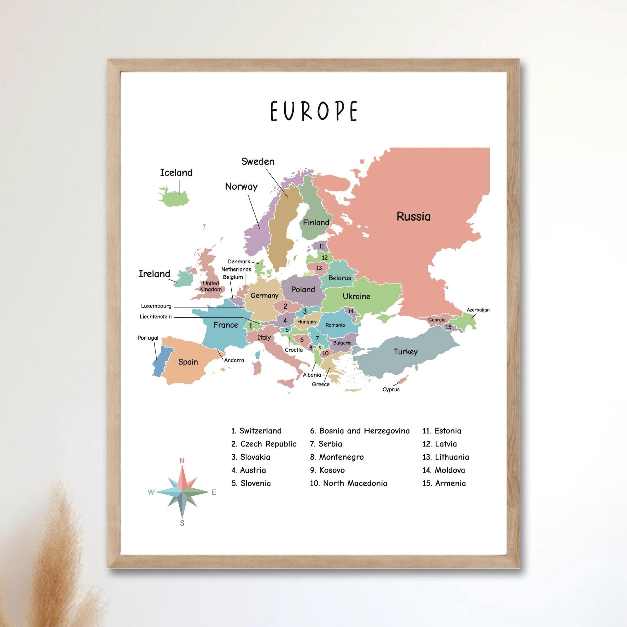 Continents Poster, Montessori Colored Continent Map, Geography ...