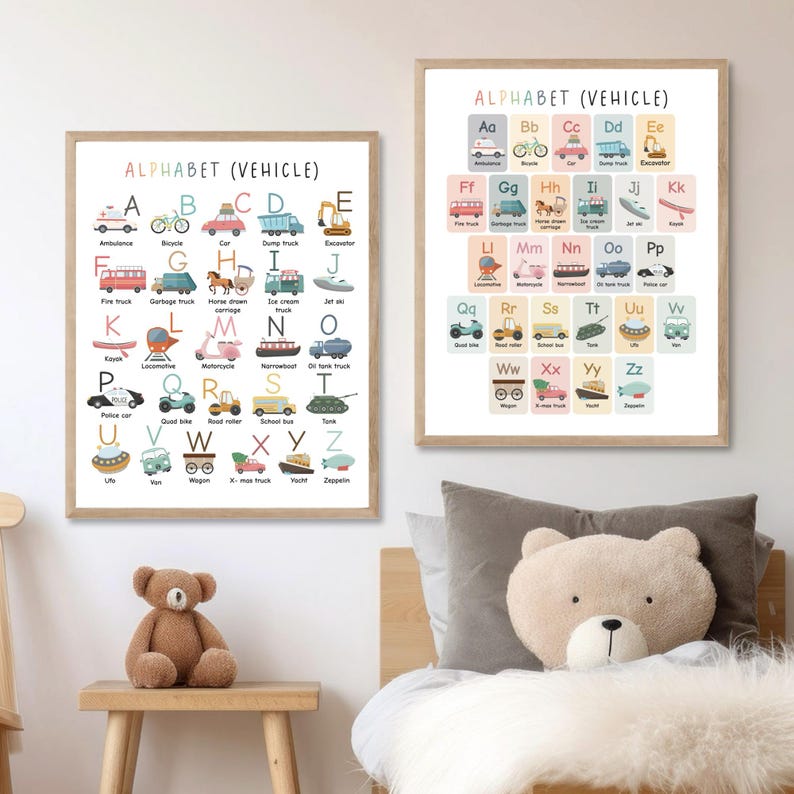 Vehicle Alphabet Print, Transport Poster, Car Abc Poster, Transport ABC ...