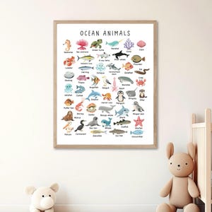 Ocean Animals Poster, Montessori Educational Posters, Nursery Wall ...