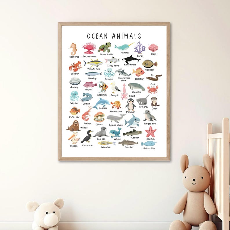 Ocean Animals Poster, Montessori Nursery Decor (digital Download) - Etsy