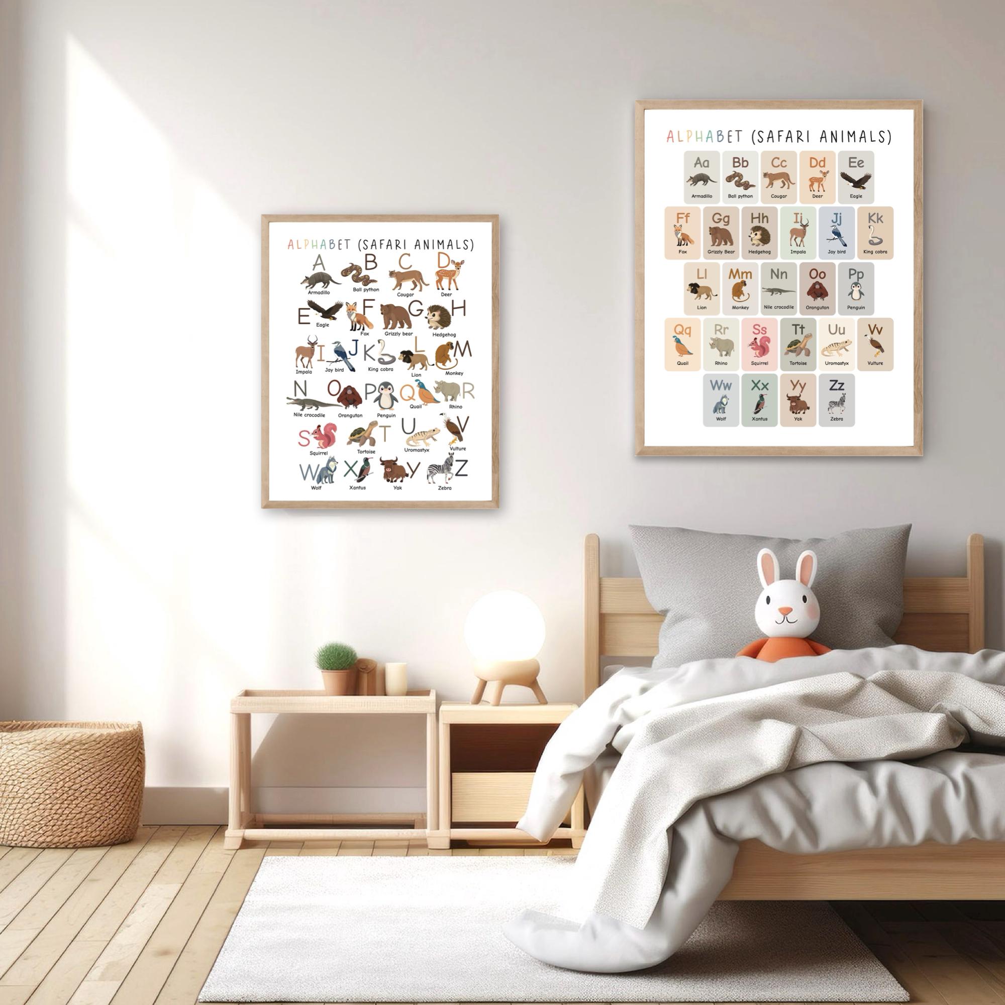 Safari Animal Alphabet, Cute ABC Poster, Safari Nursery Decor, A-Z of ...