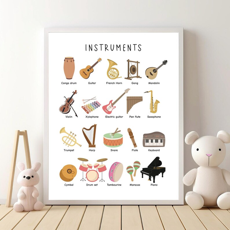 Musical Instruments Poster, Homeschool Prints, Rainbow Musical Print ...