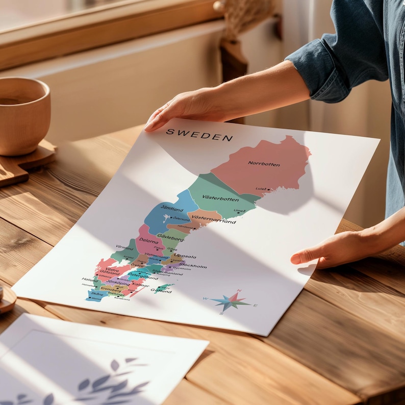 Sweden Map With Counties and Major Cities, Detailed Sweden Geography ...