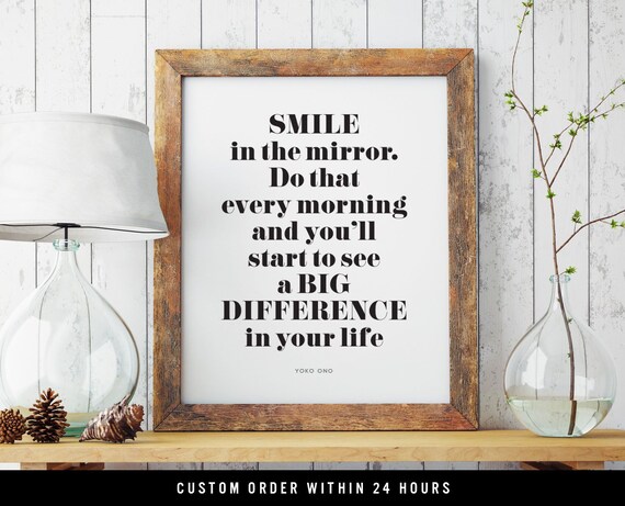 Motivational Print Smile in the Mirror. Do That Every Morning | Etsy