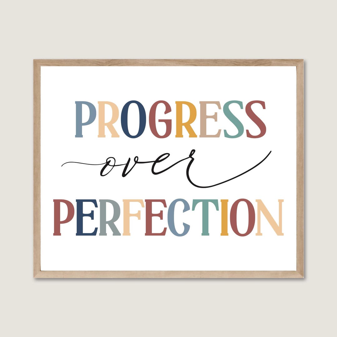 Progress Over Perfection Printable Wall Art, Inspirational Boho Print ...