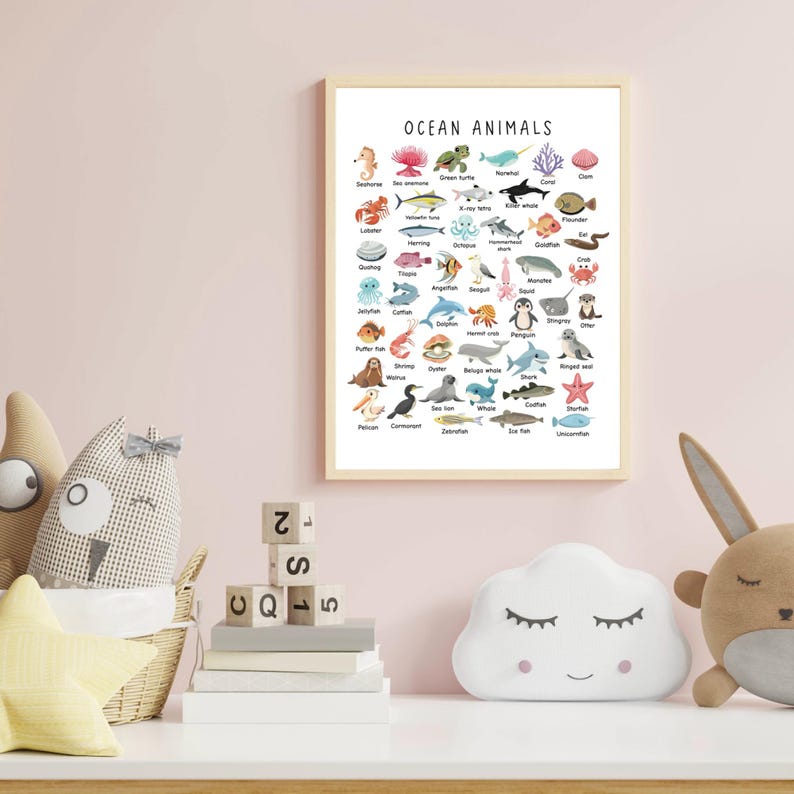 Ocean Animals Poster, Montessori Nursery Decor (digital Download) - Etsy