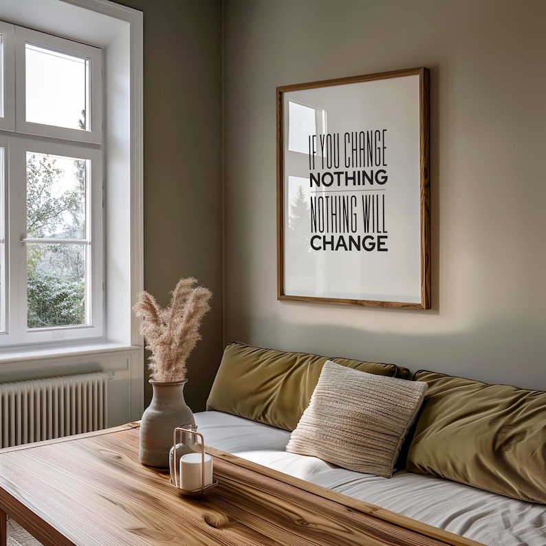 If You Change Nothing, Nothing Will Change Poster to Print Quote | Motivational Digital Print ...