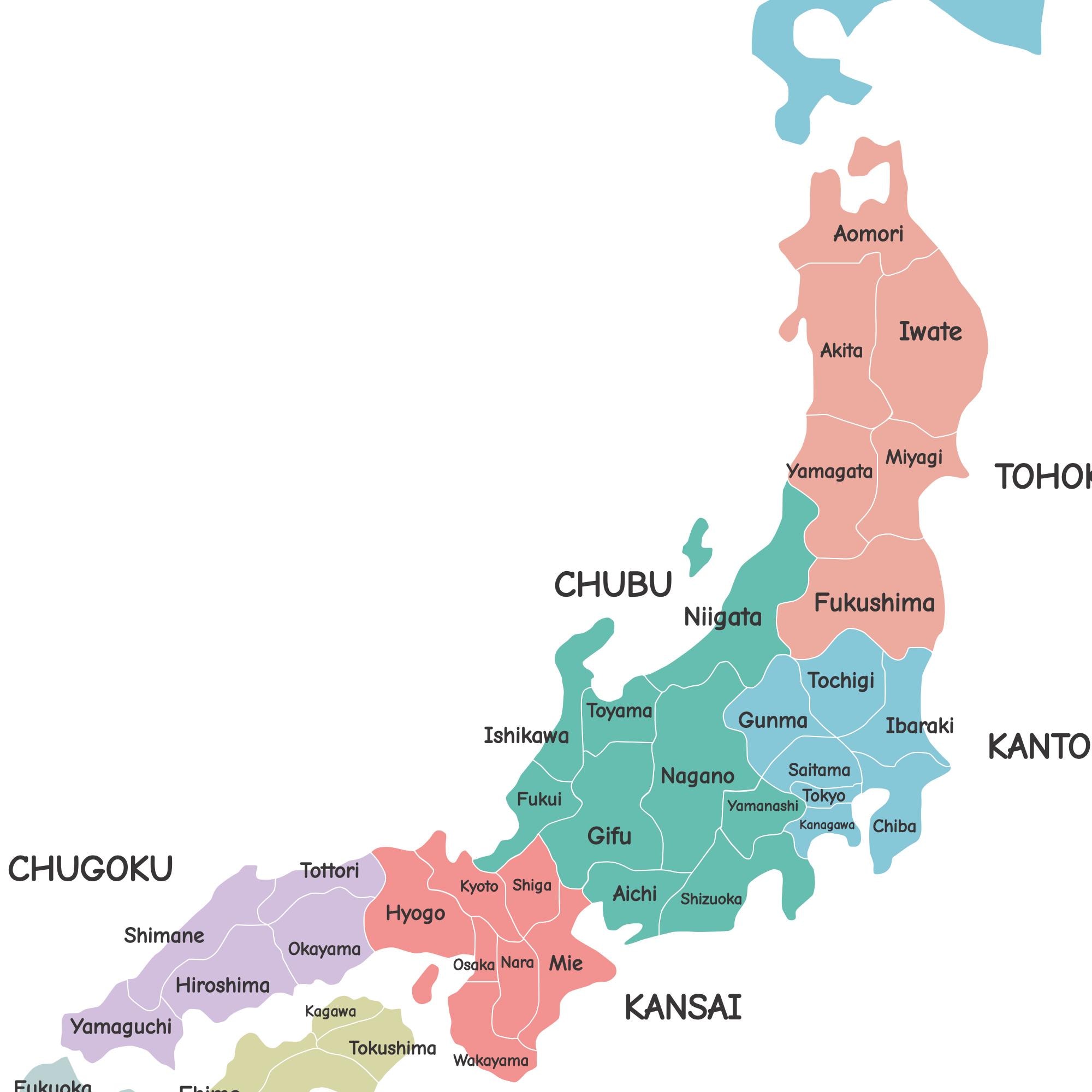Japan Map With Prefectures And Major Cities Educational Geography 9471