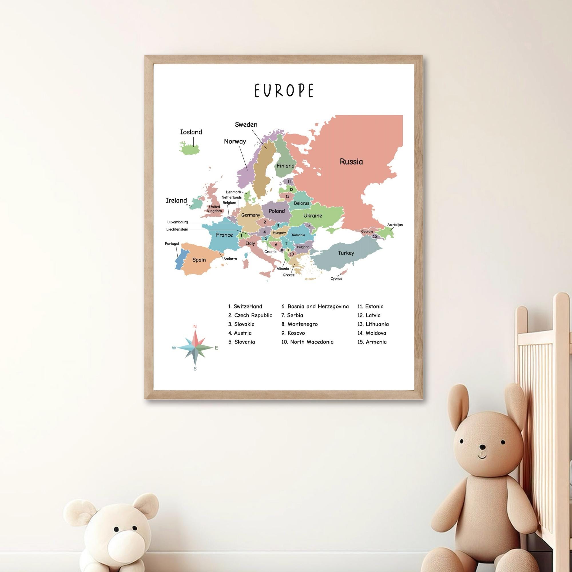 Europe Map Printable, Europe Poster, Minimalist Map, Large Map of ...