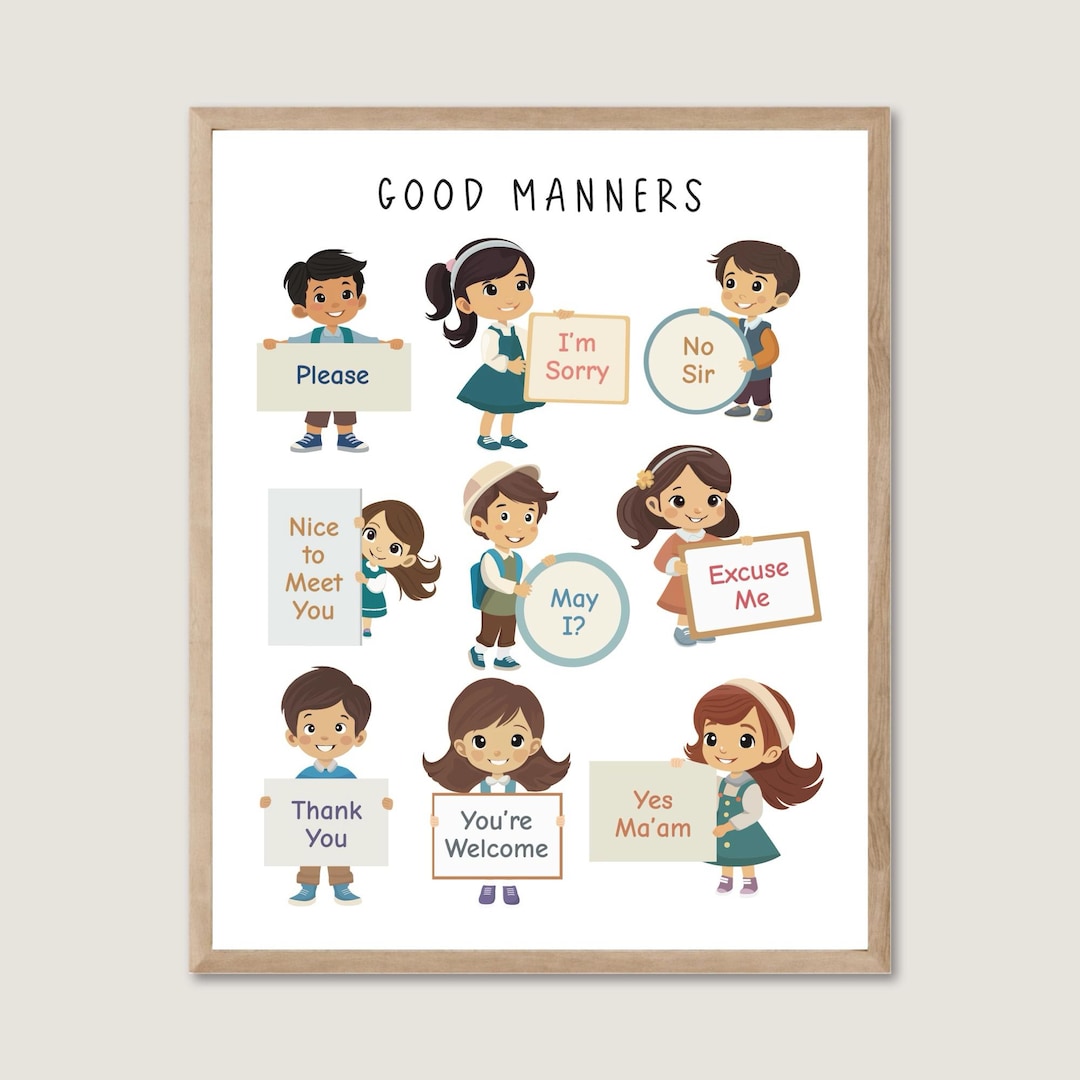 Good Manners Poster, Good Behavior Poster Printable, Educational Wall ...