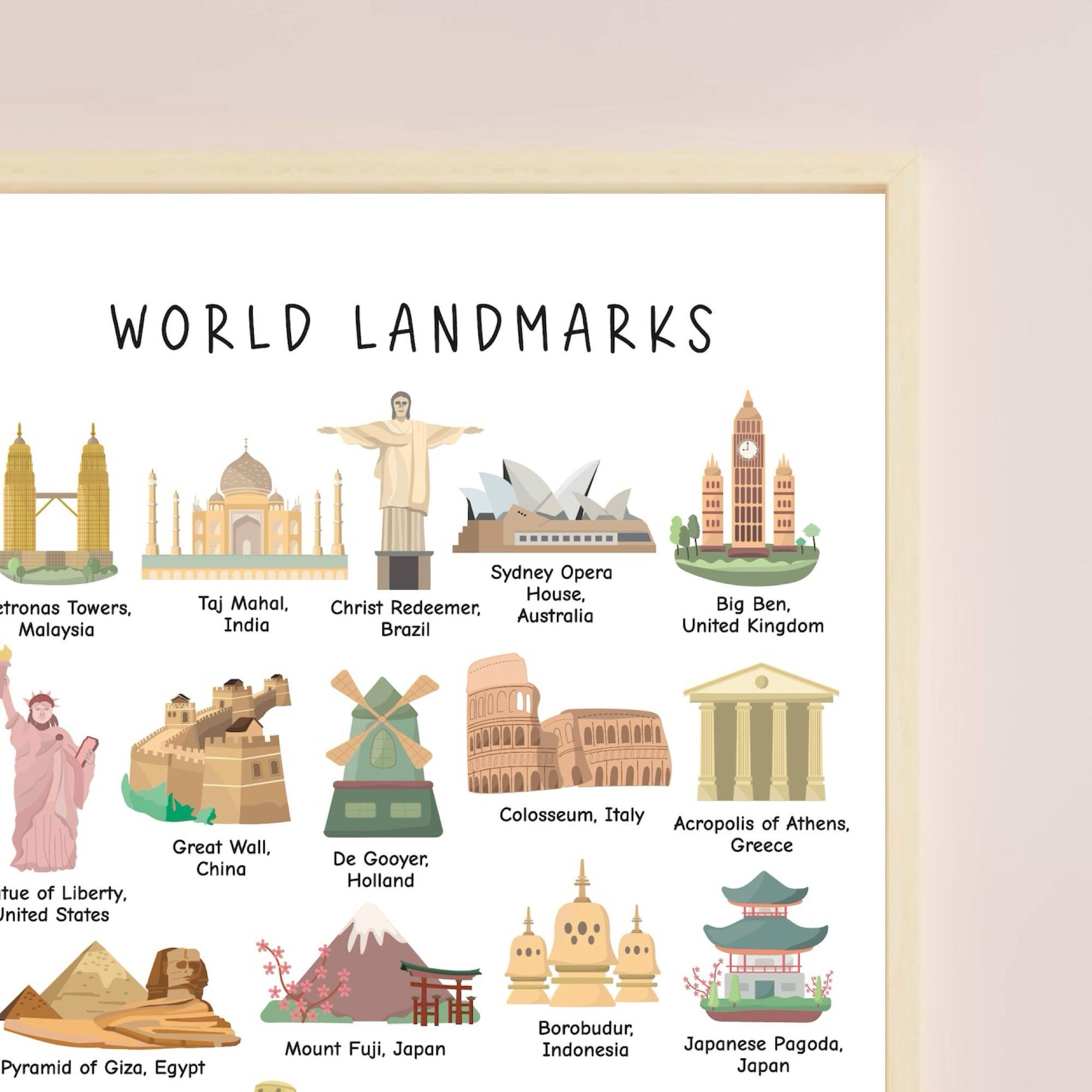 World Landmarks Education Printable, Famous Landmarks in the World ...