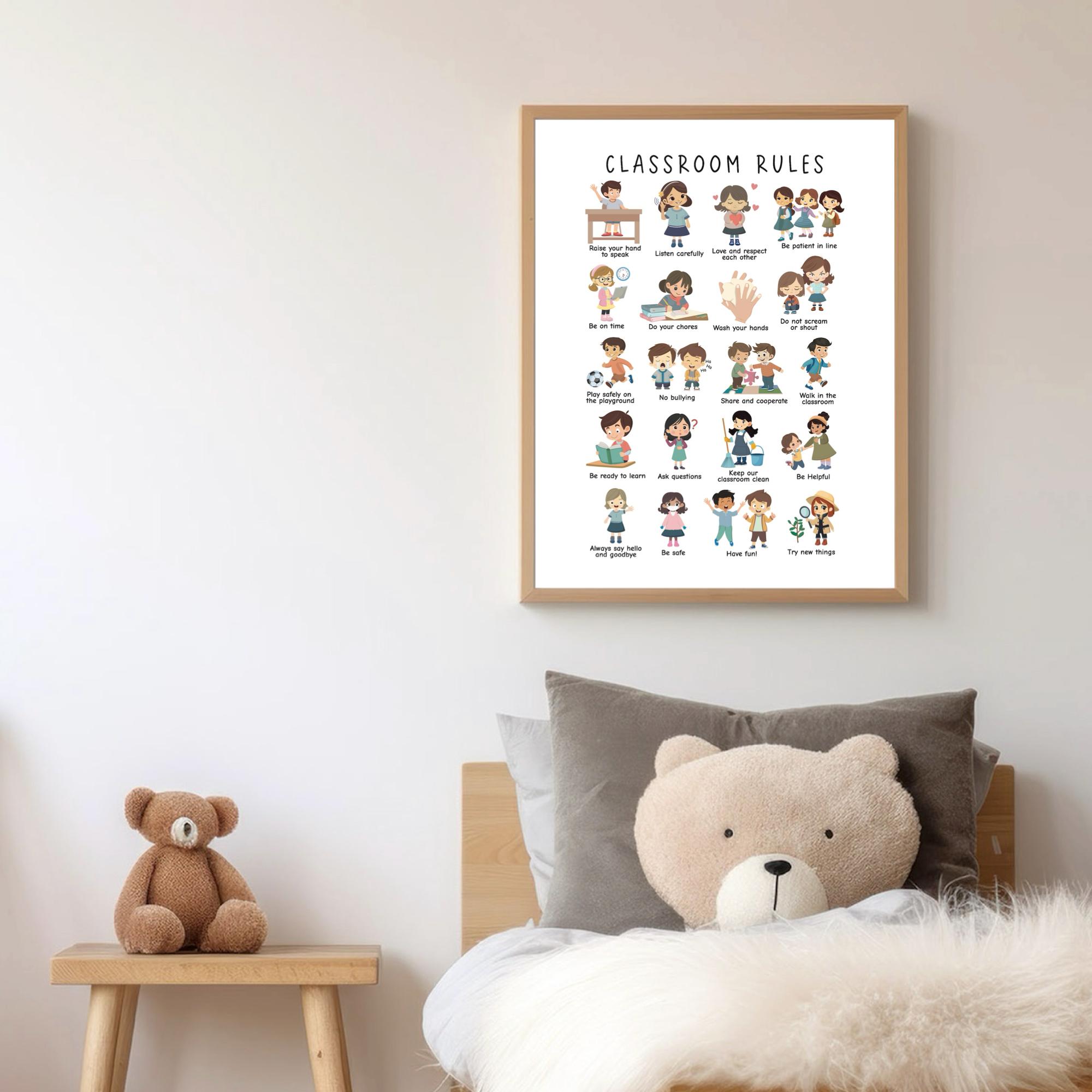 Classroom Rules, Classroom Agreement Poster, Rules Print, Class Rules ...