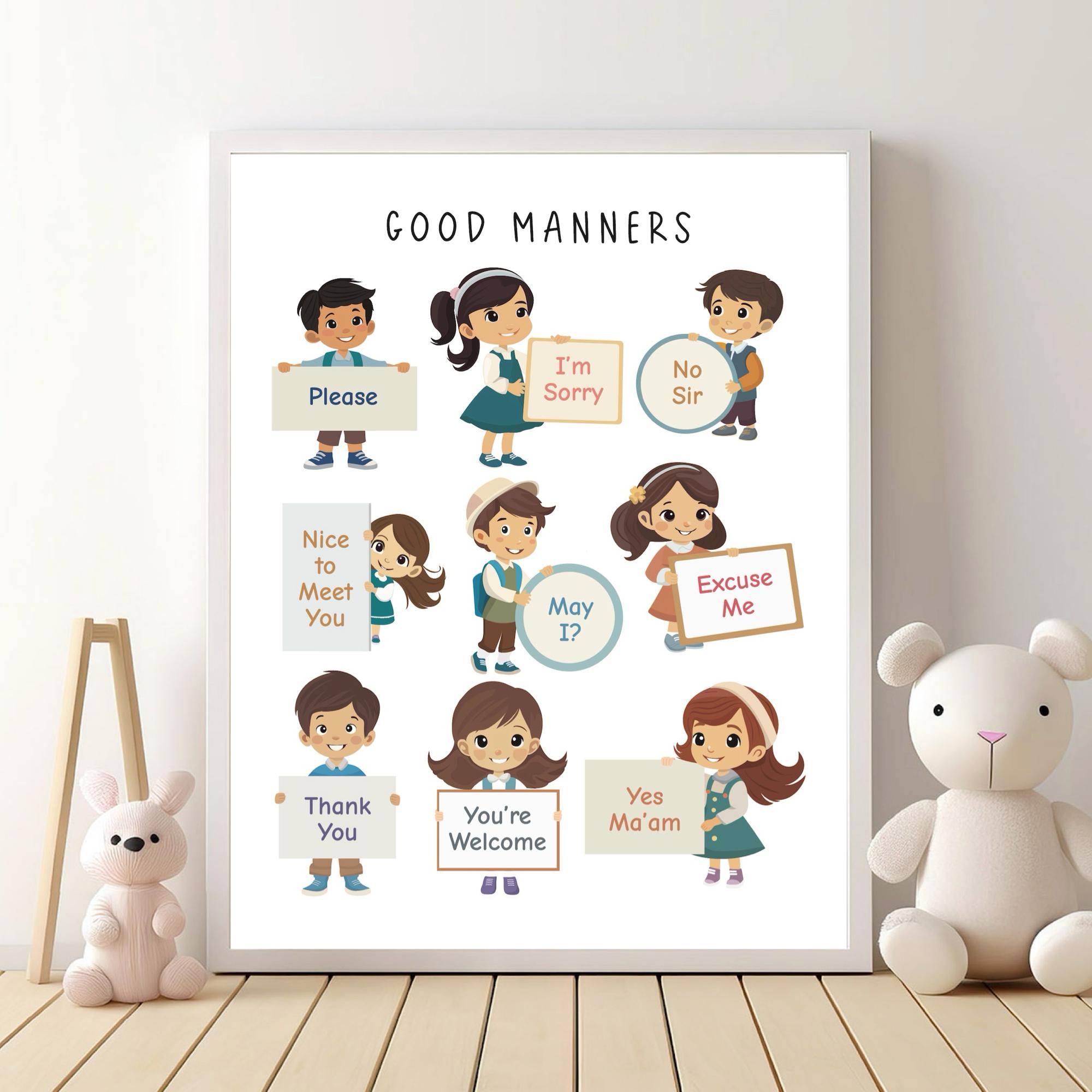 Good Manners Poster, Good Behavior Poster Printable, Educational Wall ...