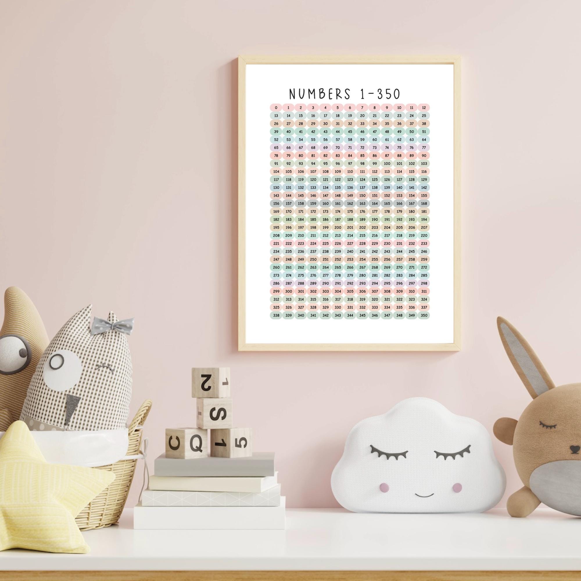 Number Chart 1-350, Numbers 1 to 350 Printable, Count to 350, Numbers ...