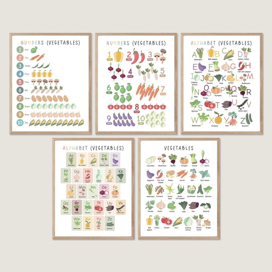 Vegetables Classroom Posters, Printable Vegetable Alphabet and Numbers ...