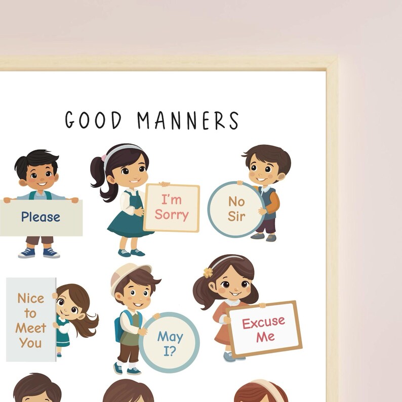 Good Manners Poster, Good Behavior Poster Printable, Educational Wall ...