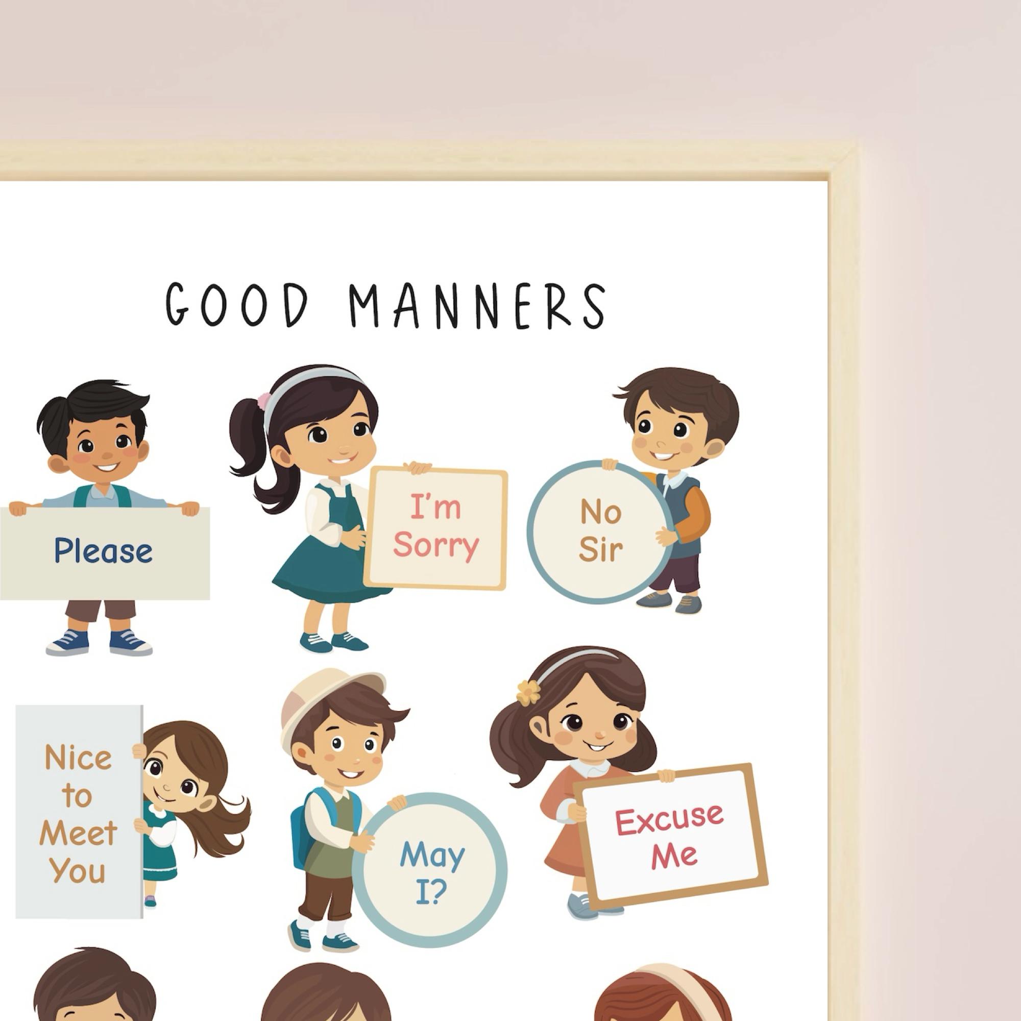 Good Manners Poster, Good Behavior Poster Printable, Educational Wall ...