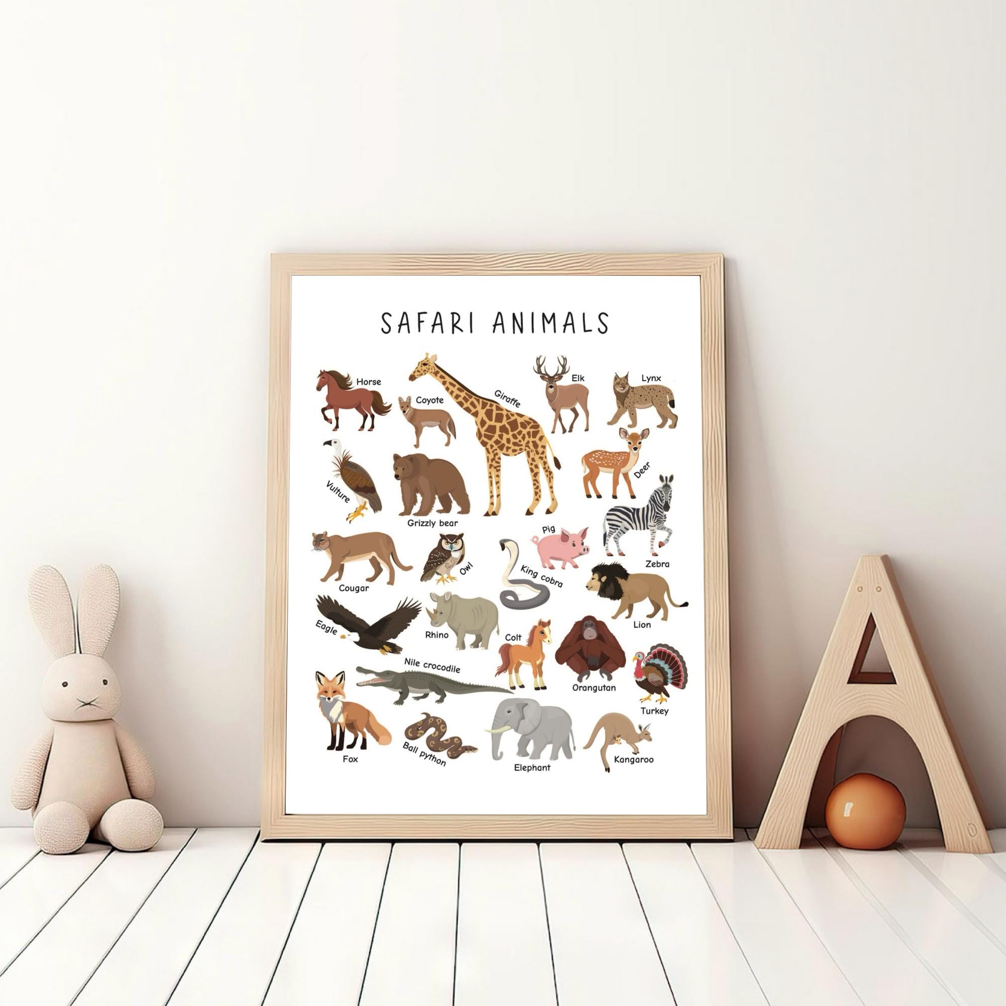Safari Animals Poster, Educational Nursery Decor (digital Download) - Etsy