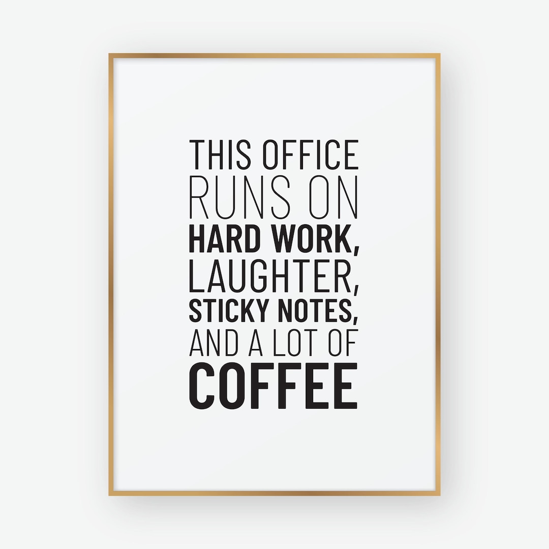This Office Runs on Hard Work Poster, Teamwork Quote Printable, HR ...
