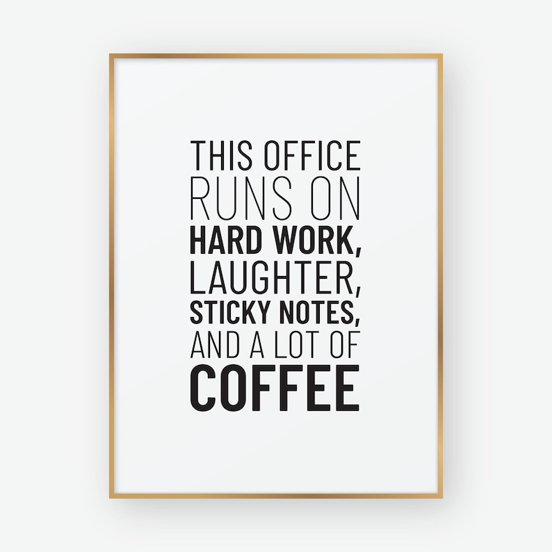 This Office Runs on Hard Work Poster, Teamwork Quote Printable, HR ...