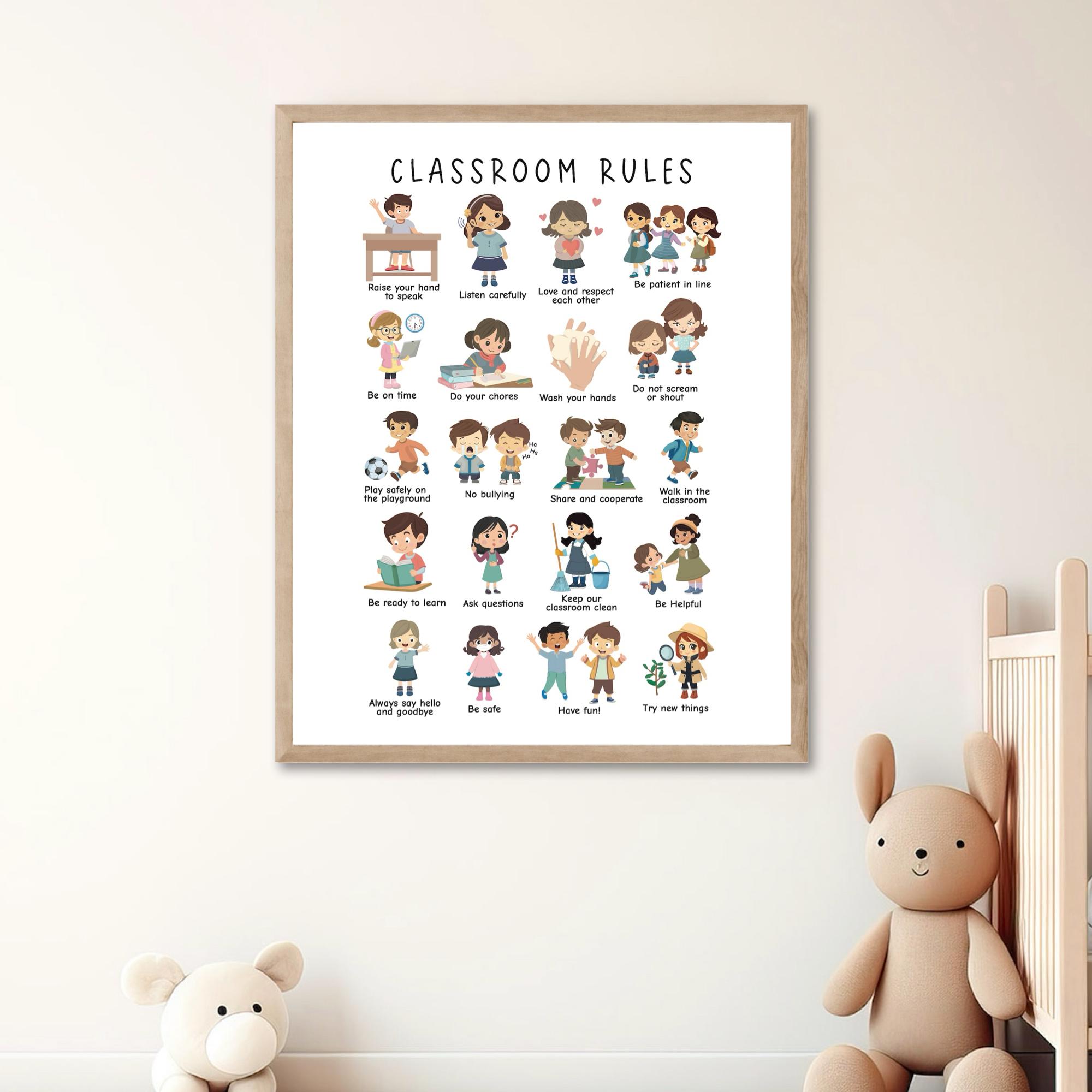 Classroom Rules, Classroom Agreement Poster, Rules Print, Class Rules ...