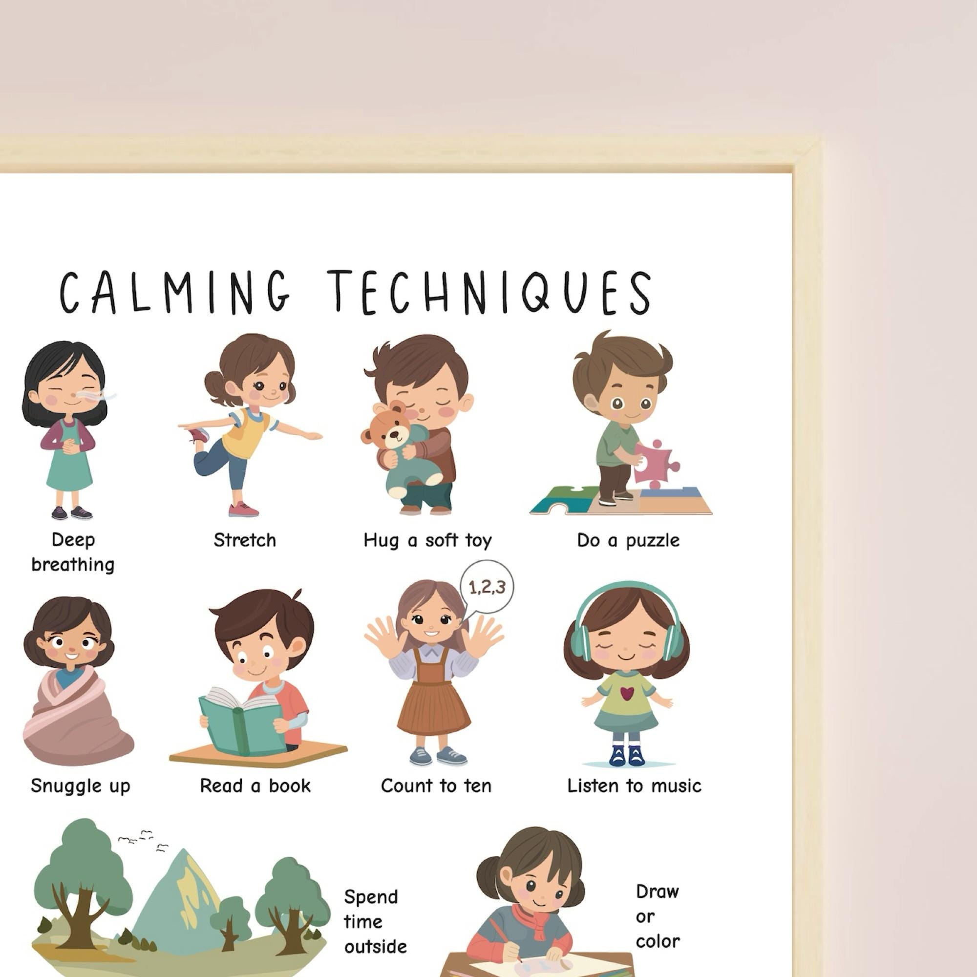 Calming Techniques Poster Toddler, Calm Down Strategies, Coping Skills ...