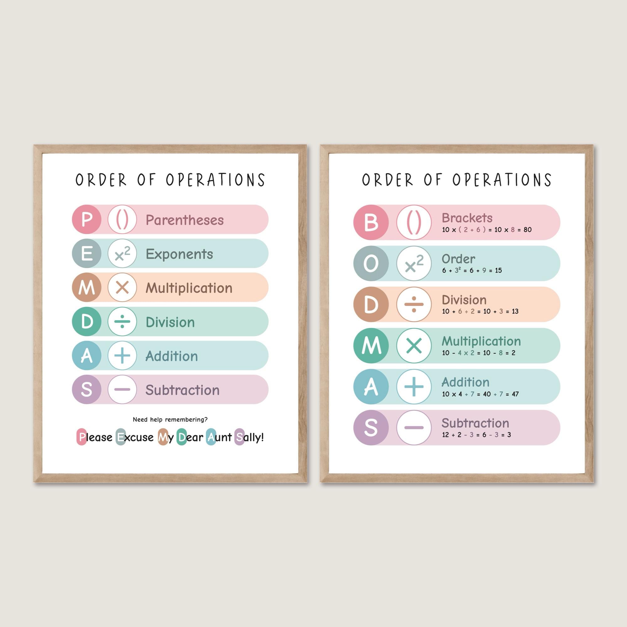 Order of Operations Posters, Maths Classroom Poster, BODMAS PEMDAS ...
