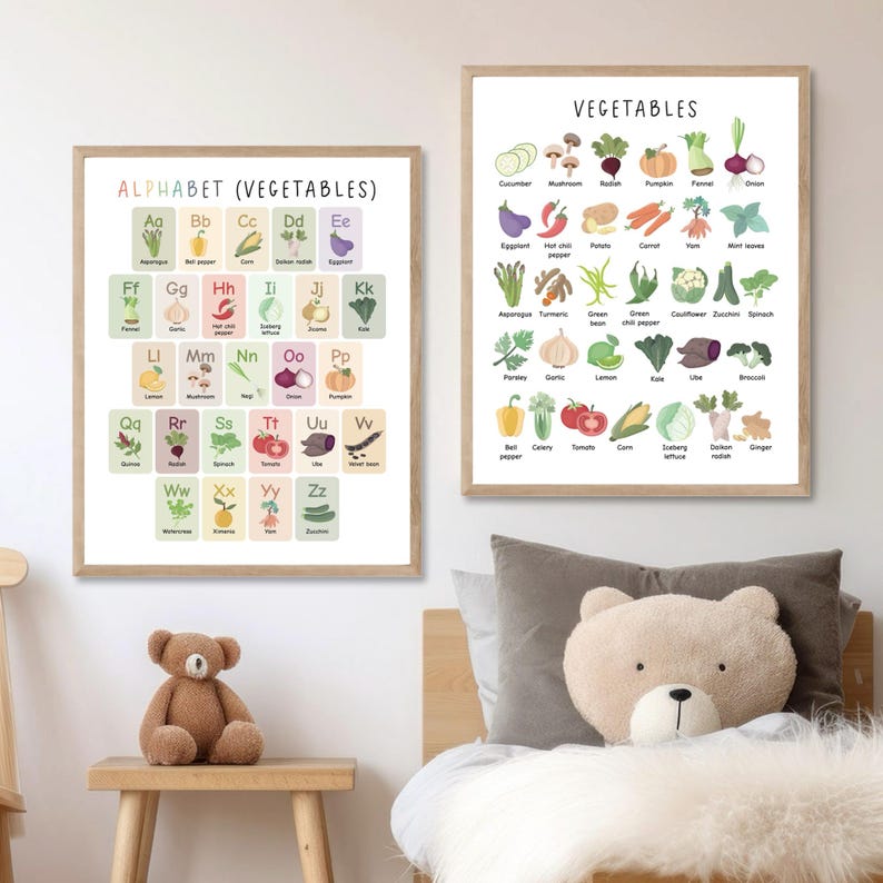 Vegetables Classroom Posters, Printable Vegetable Alphabet and Numbers ...