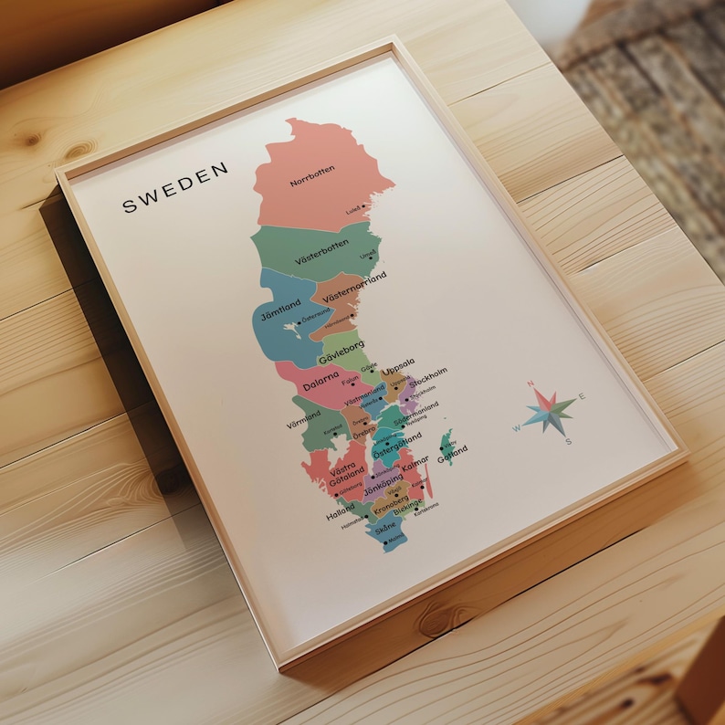 Sweden Map With Counties and Major Cities, Detailed Sweden Geography ...