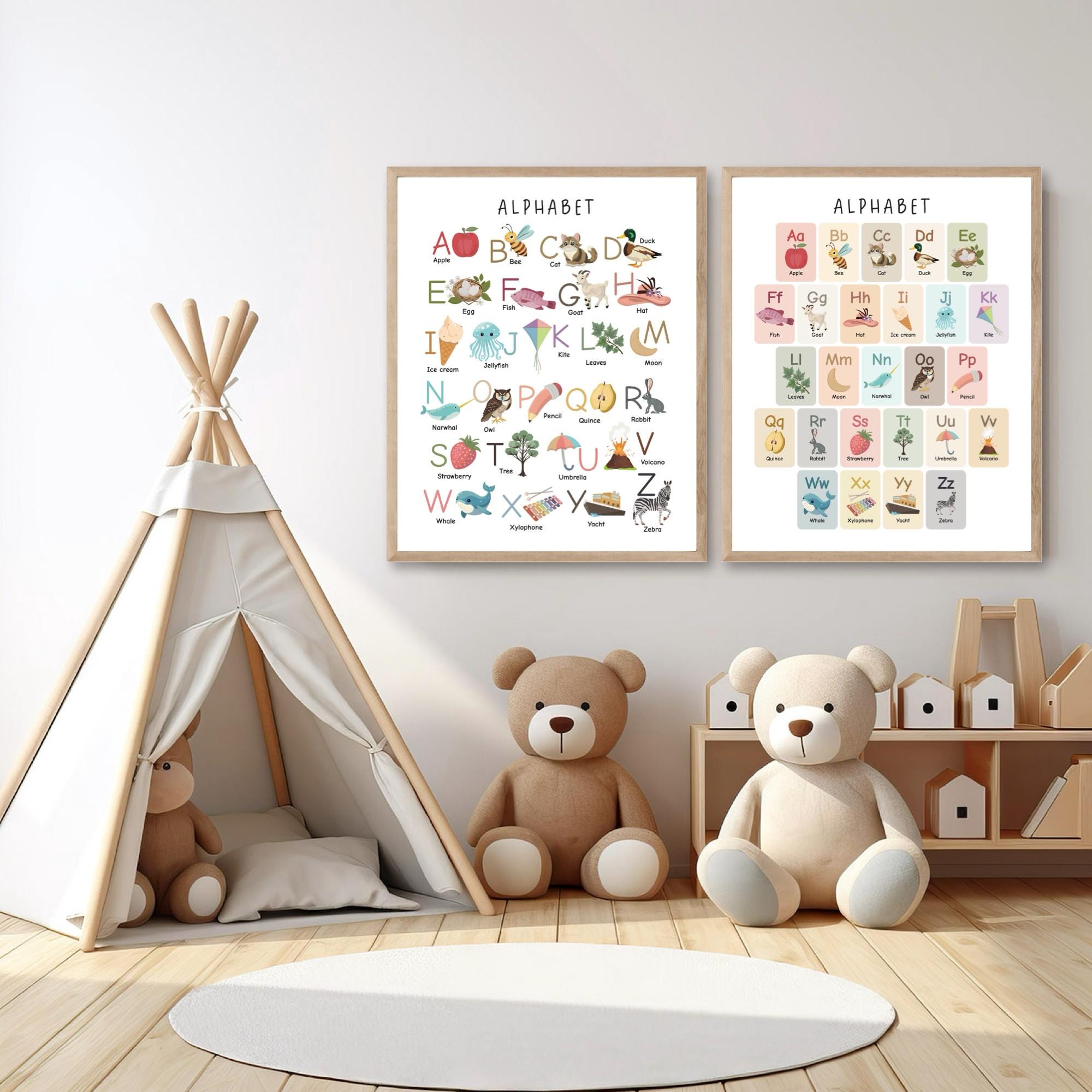 ABC Poster Alphabet Poster, Educational Illustrated Alphabet, Wall Art ...