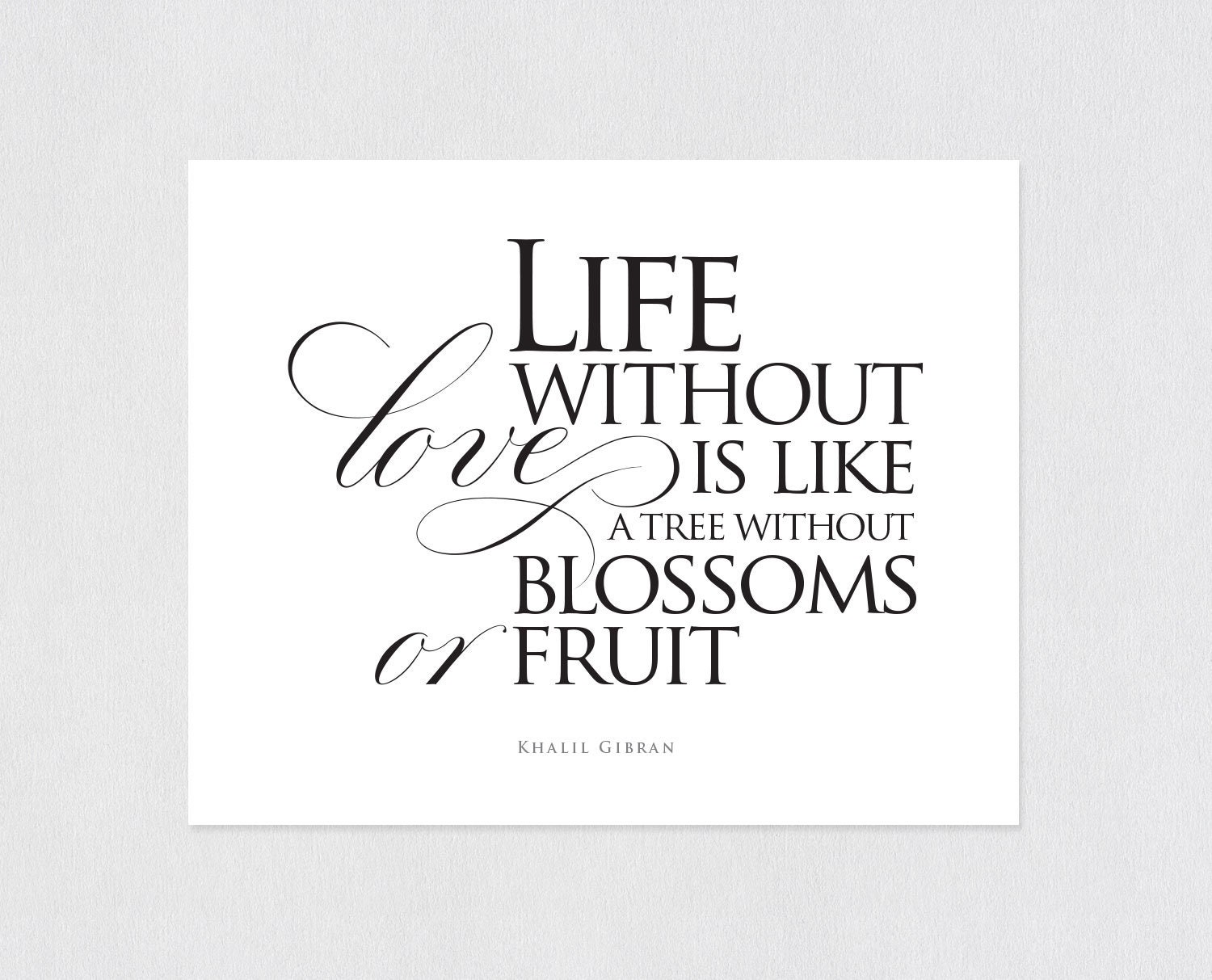 Motivational Wall Decor, Life Without Love is Like a Tree Without ...