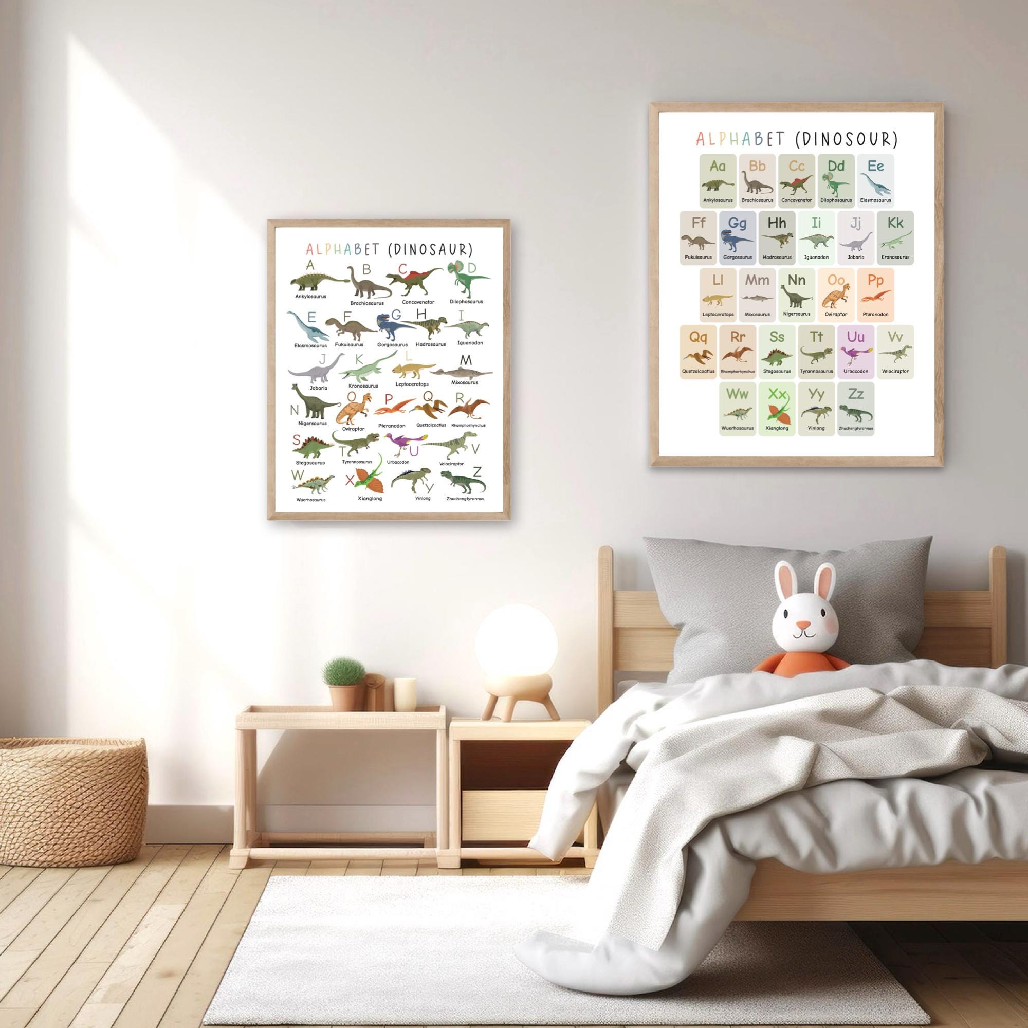 Dinosaur Alphabet Poster, Dinosaur Wall Art Prints, Educational Wall ...