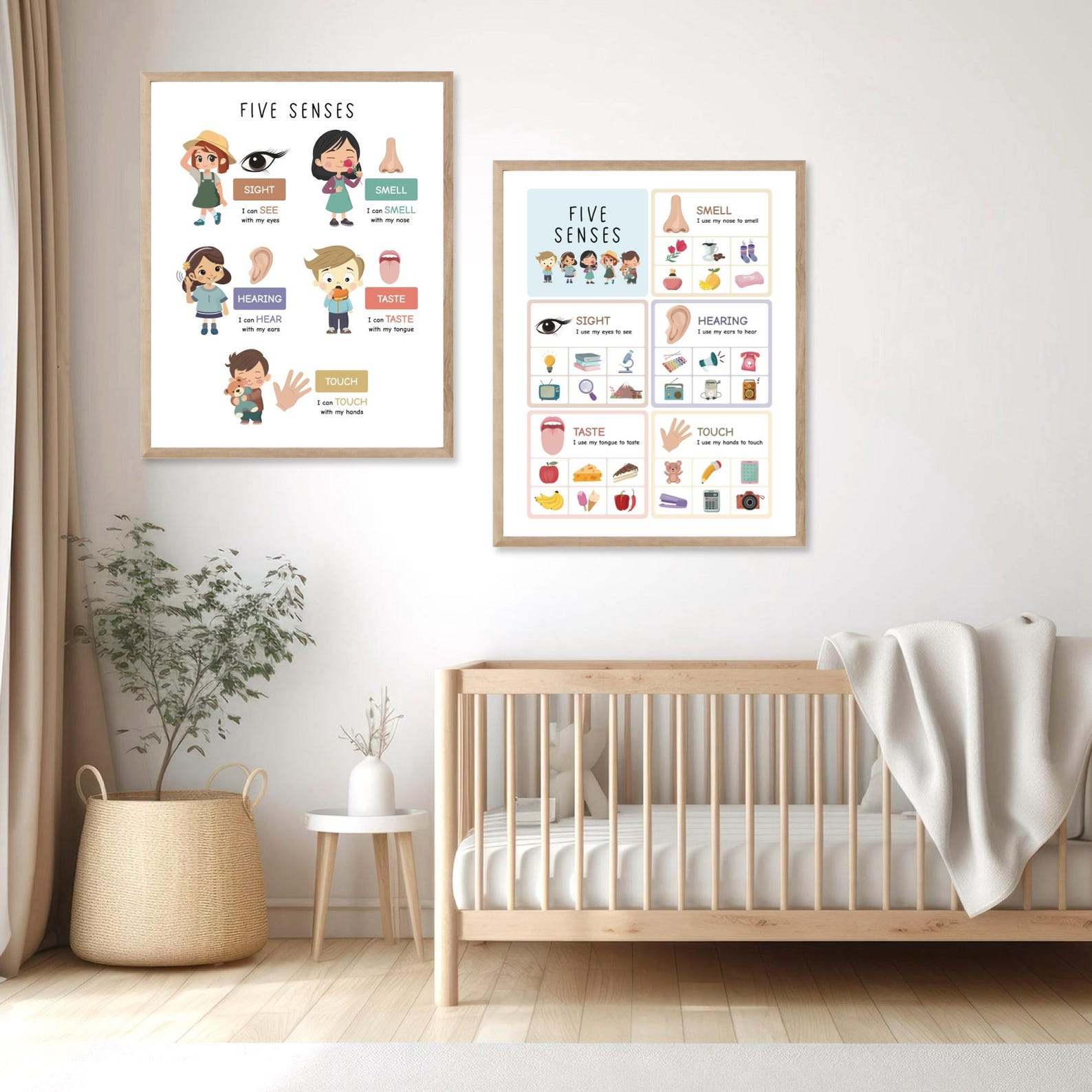 Five Senses Poster, 5 Senses Printable Wall Art, Hearing Sight Smell ...