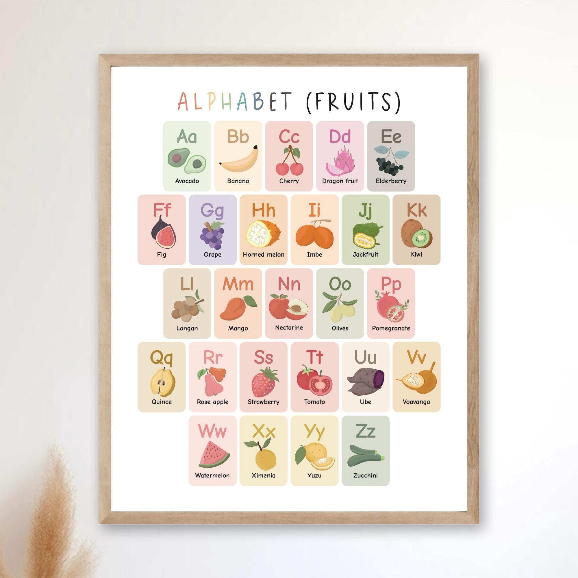 Fruits Vegetables Educational Poster, Montessori Homeschool, Classroom ...