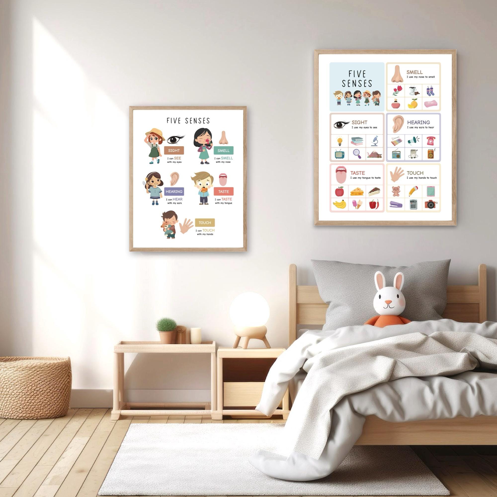Five Senses Educational Poster, Homeschool Toddler Art (digital ...