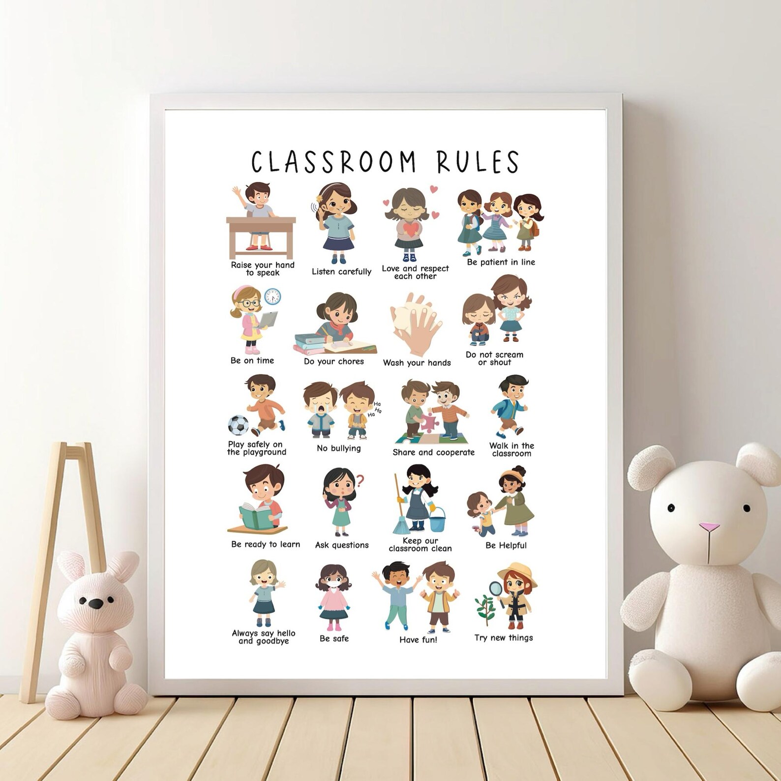Classroom Rules, Classroom Agreement Poster, Rules Print, Class Rules ...
