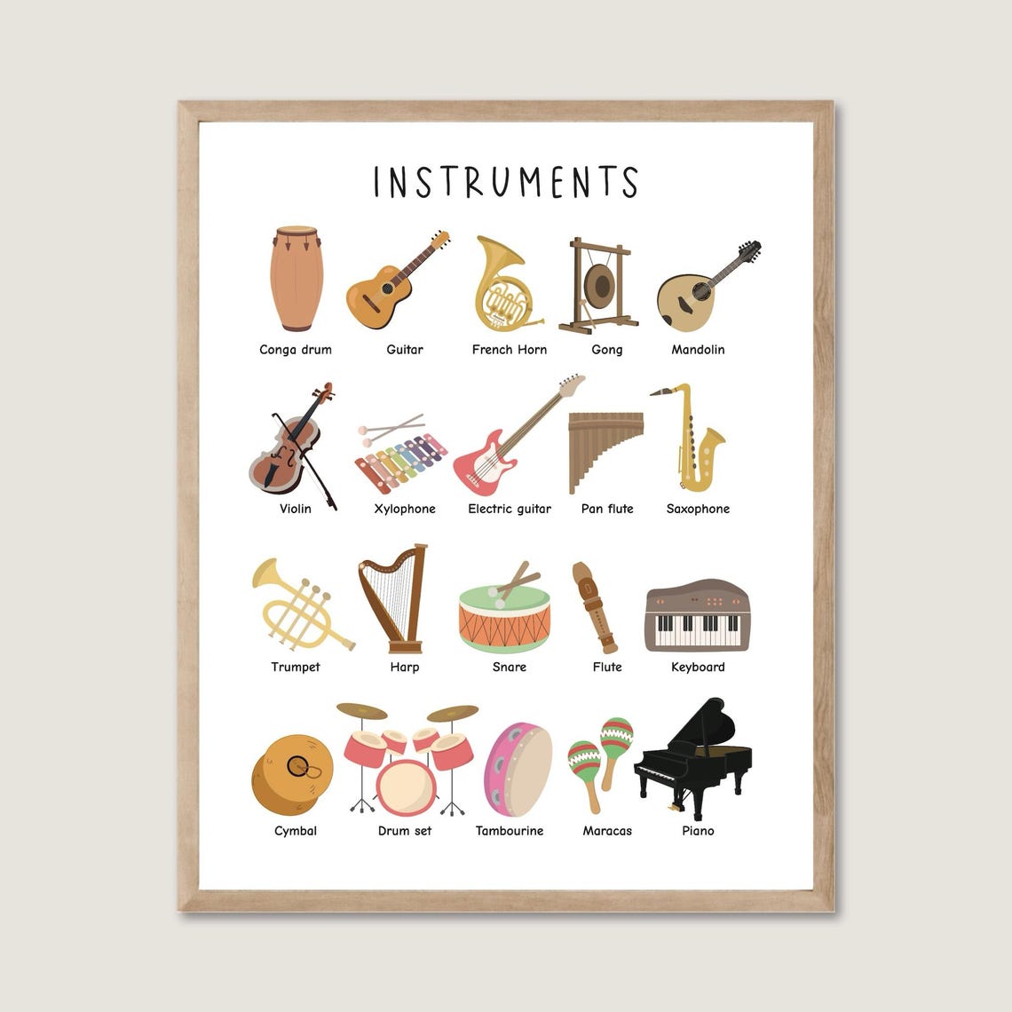 Musical Instruments Poster, Homeschool Prints, Rainbow Musical Print ...