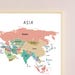 Asia Map Poster, Digital Asia Map Full Color With States Printable ...