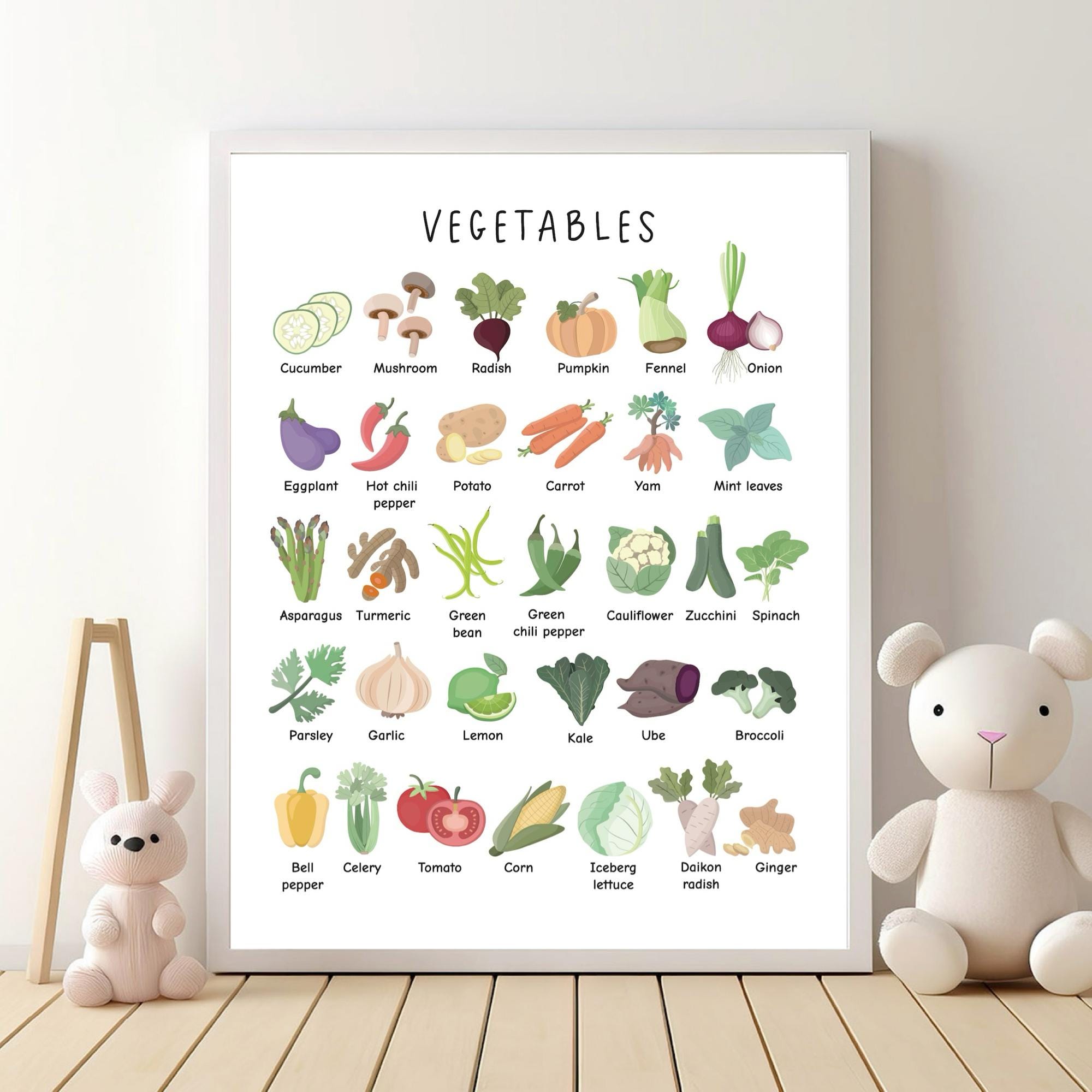Vegetables Educational Print, Learning Poster, Montessori Nursery ...
