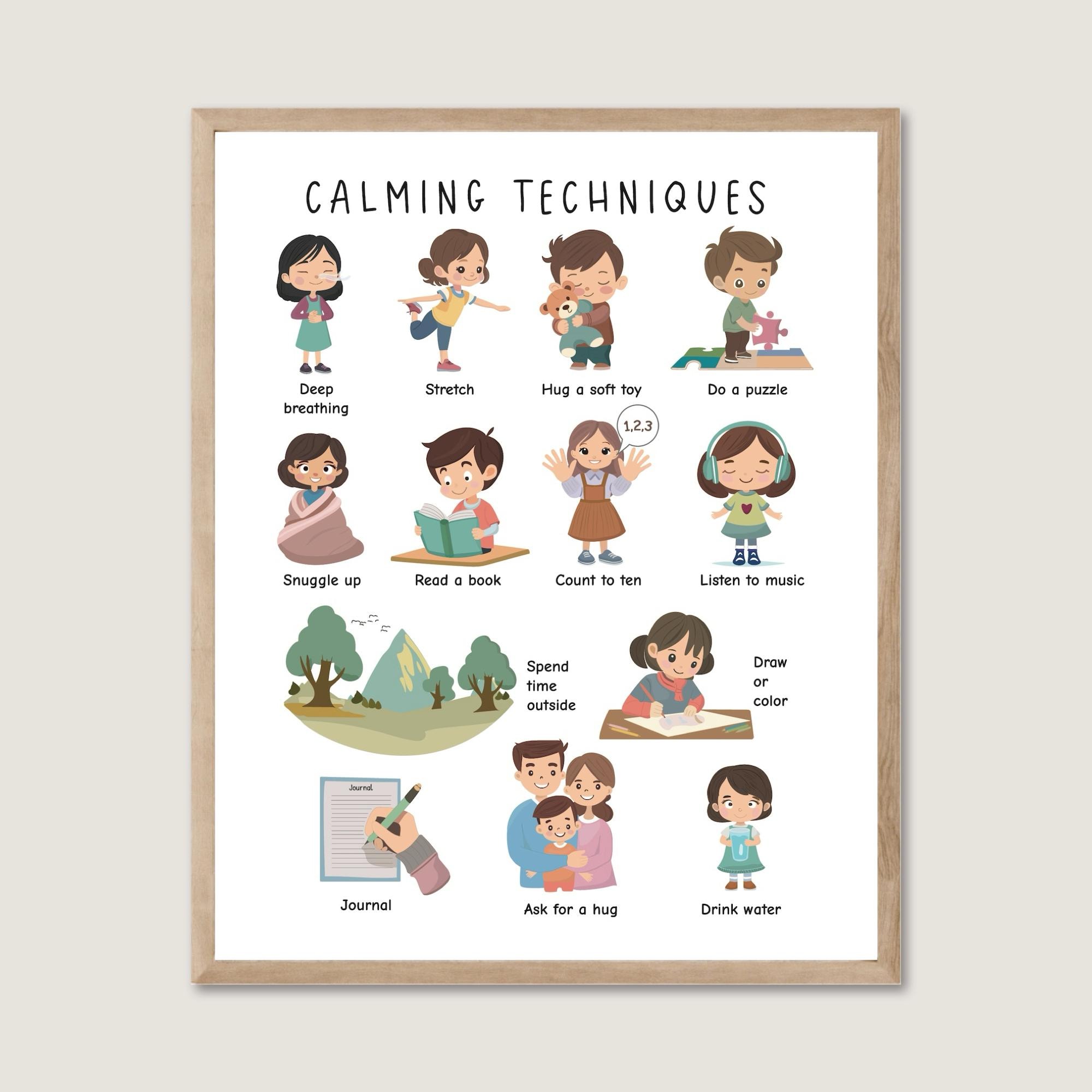 Calming Techniques Poster Toddler, Calm Down Strategies, Coping Skills ...