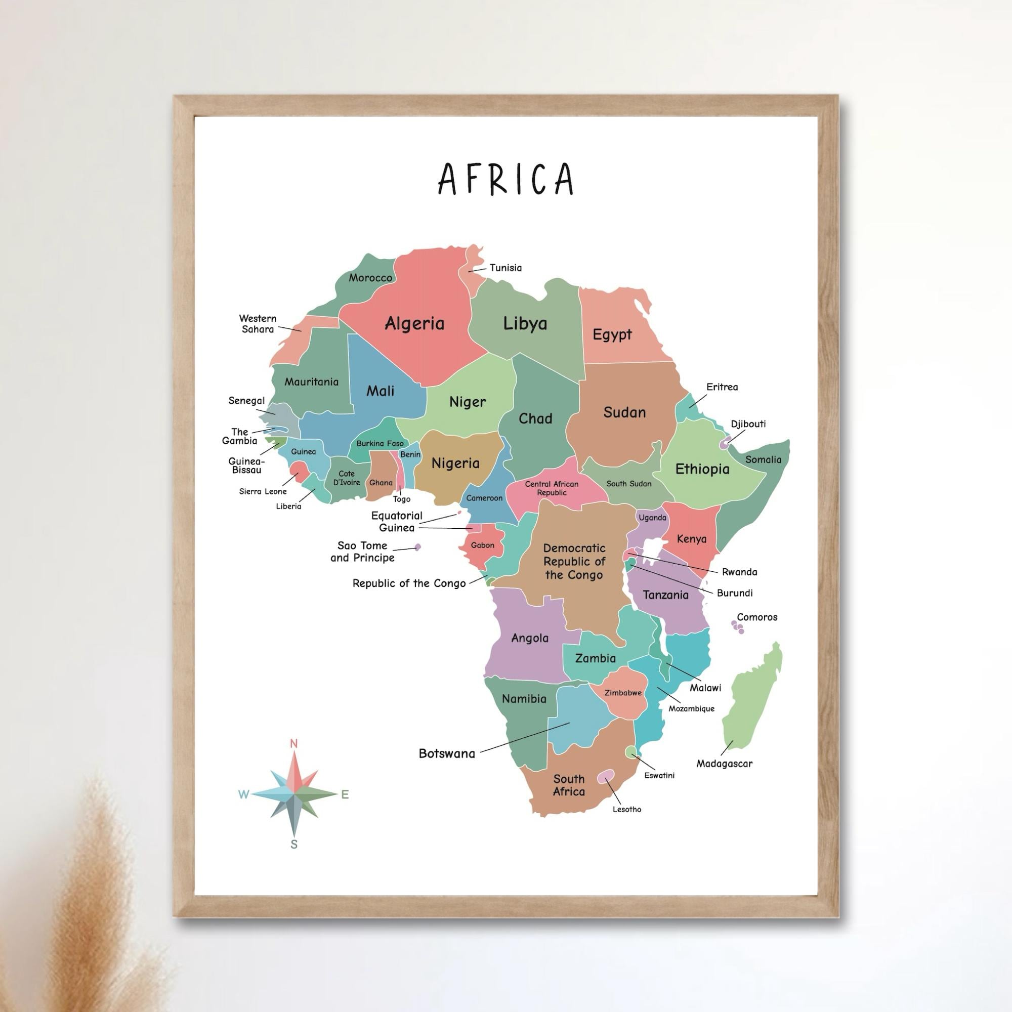 Continents Poster, Montessori Colored Continent Map, Geography ...