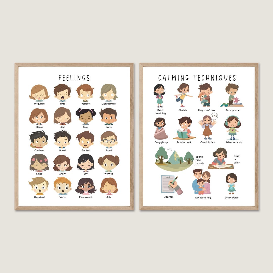 Feelings & Calming Techniques Poster, Playroom Wall Art (digital ...