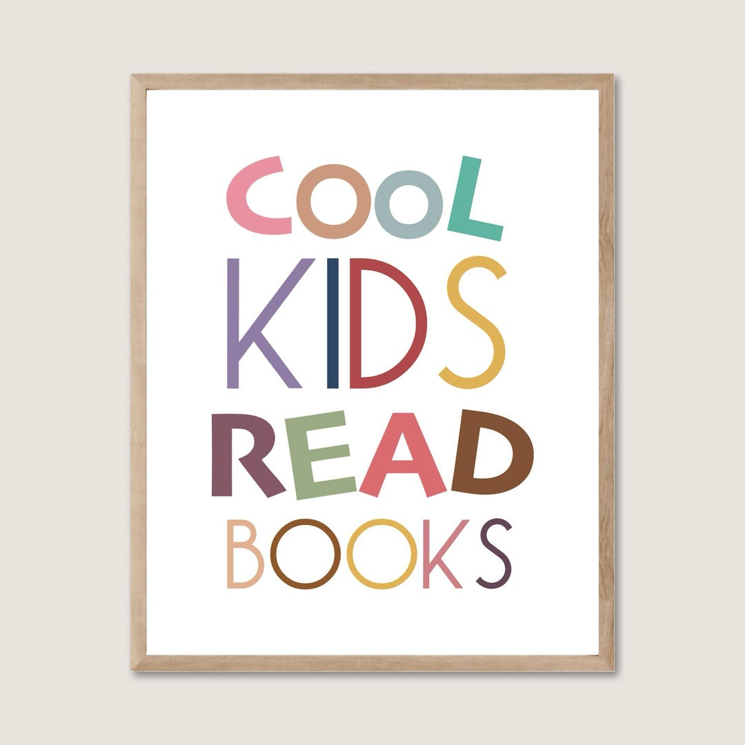 Cool Kids Read Books Print, Classroom Reading Educational Poster ...