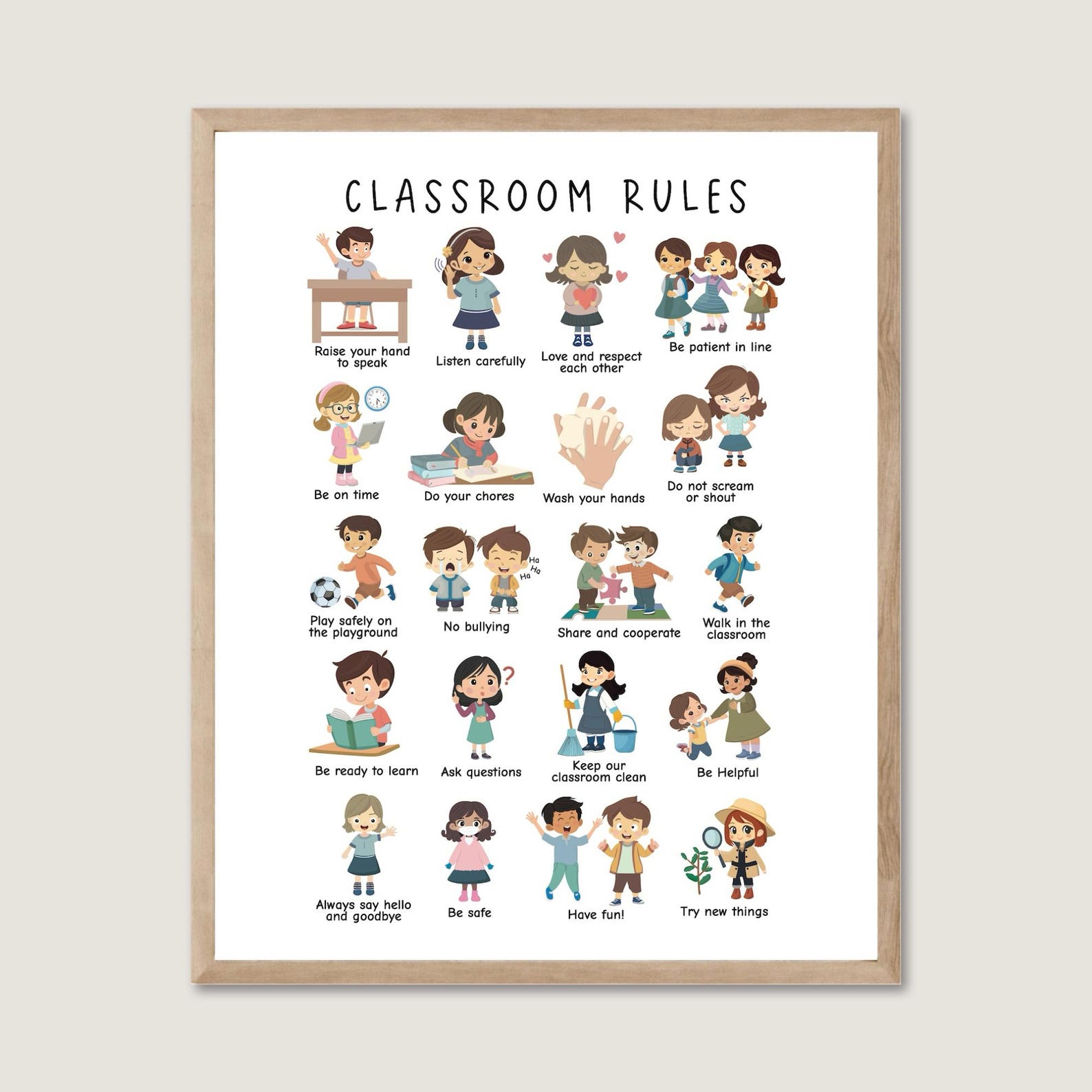 Classroom Rules, Classroom Agreement Poster, Rules Print, Class Rules ...