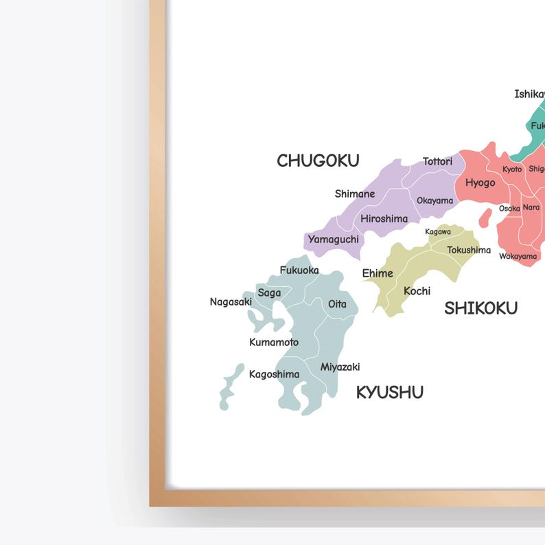 Japan Map With Prefectures and Major Cities, Educational Geography ...
