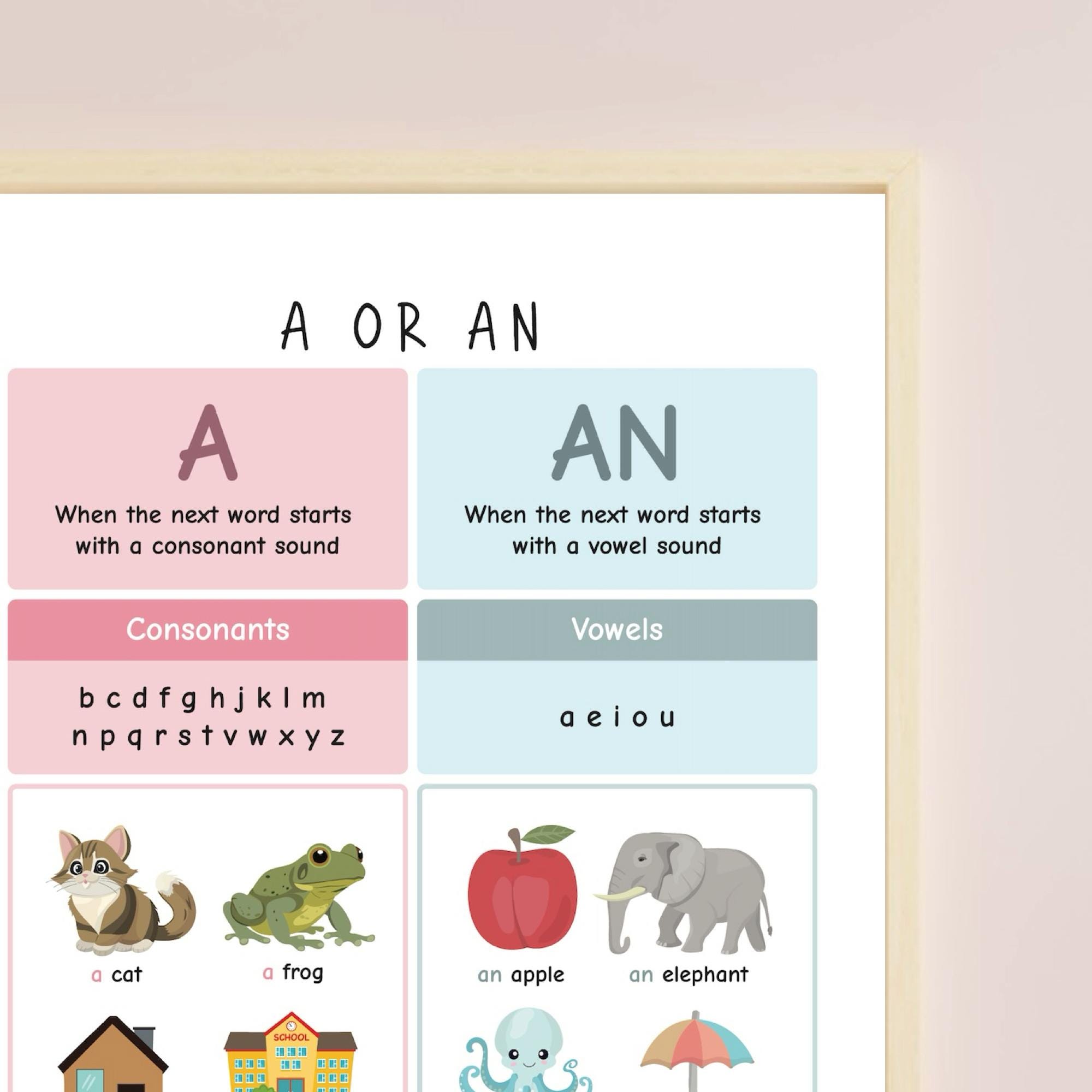 Vowels and Consonants Chart, Vowels Poster, Phonics Poster, Classroom Alphabet Poster, Alphabet ...