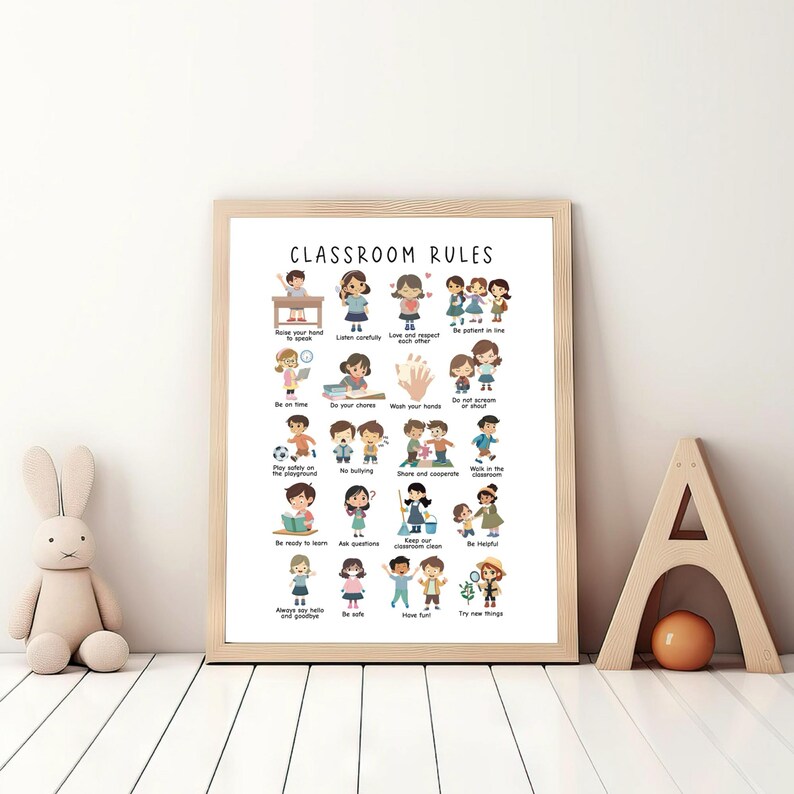 Classroom Rules, Classroom Agreement Poster, Rules Print, Class Rules ...
