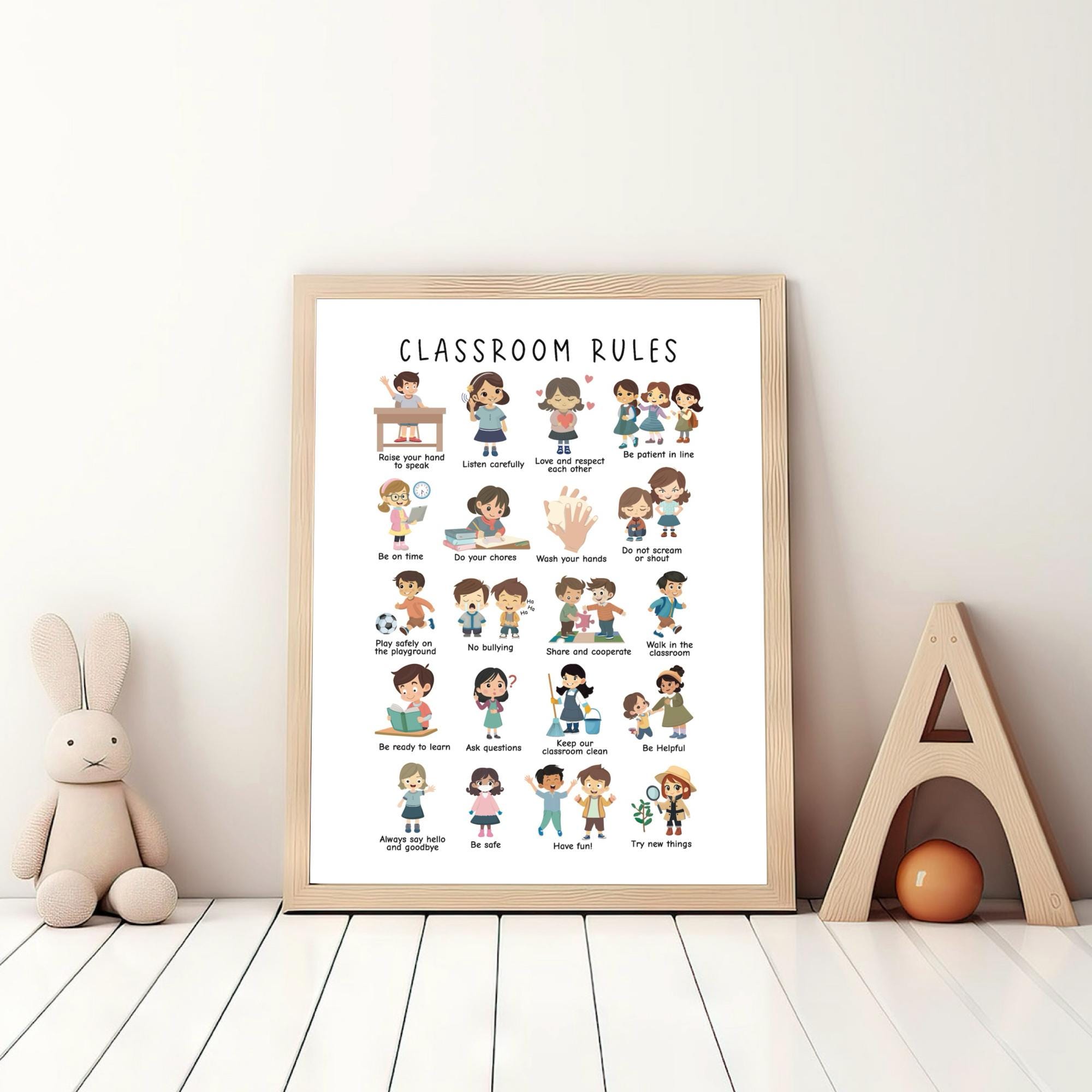 Classroom Rules, Classroom Agreement Poster, Rules Print, Class Rules ...