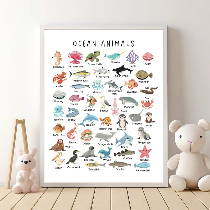 Ocean Animals Poster, Montessori Nursery Decor (digital Download) - Etsy