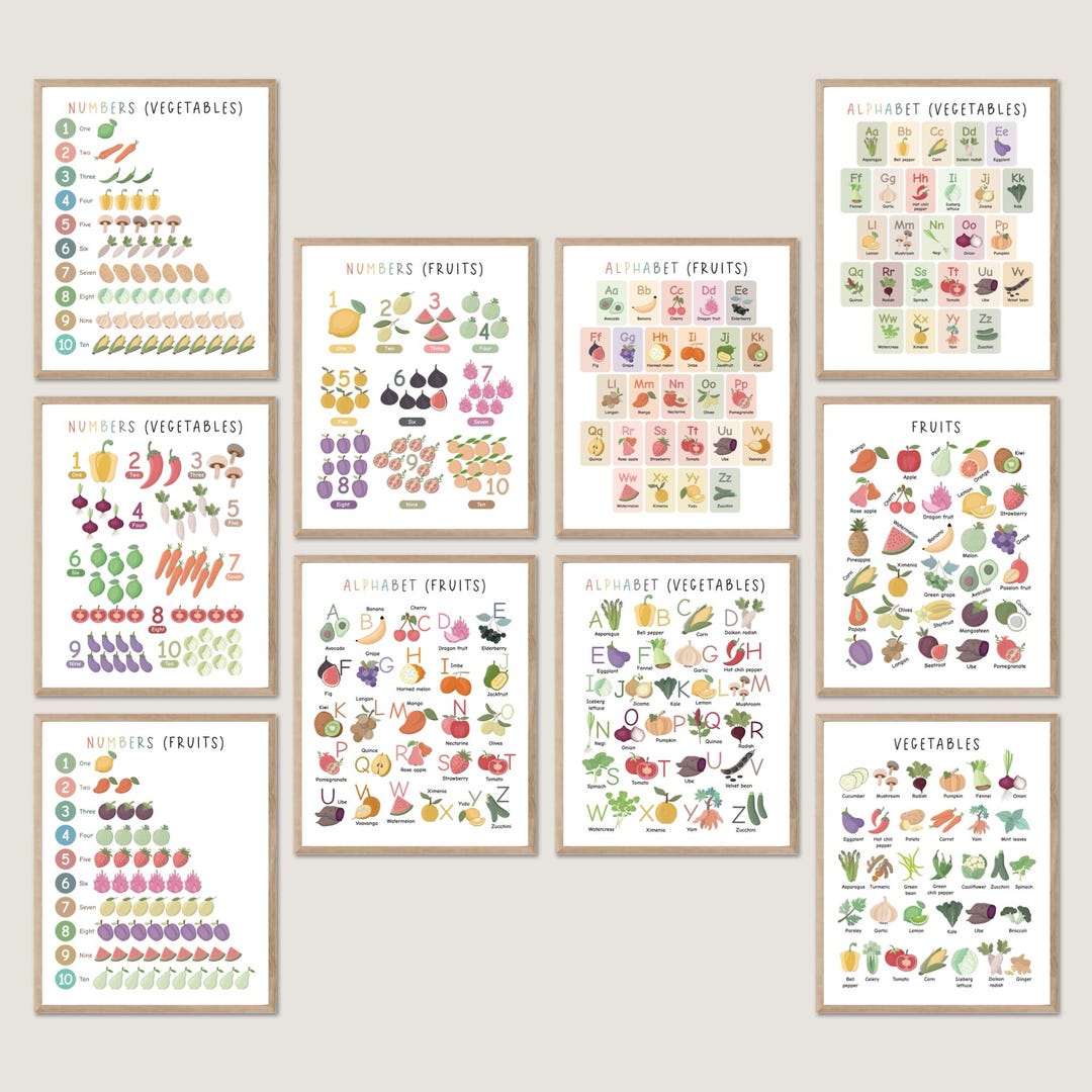 Fruits Vegetables Educational Poster, Montessori Homeschool, Classroom ...
